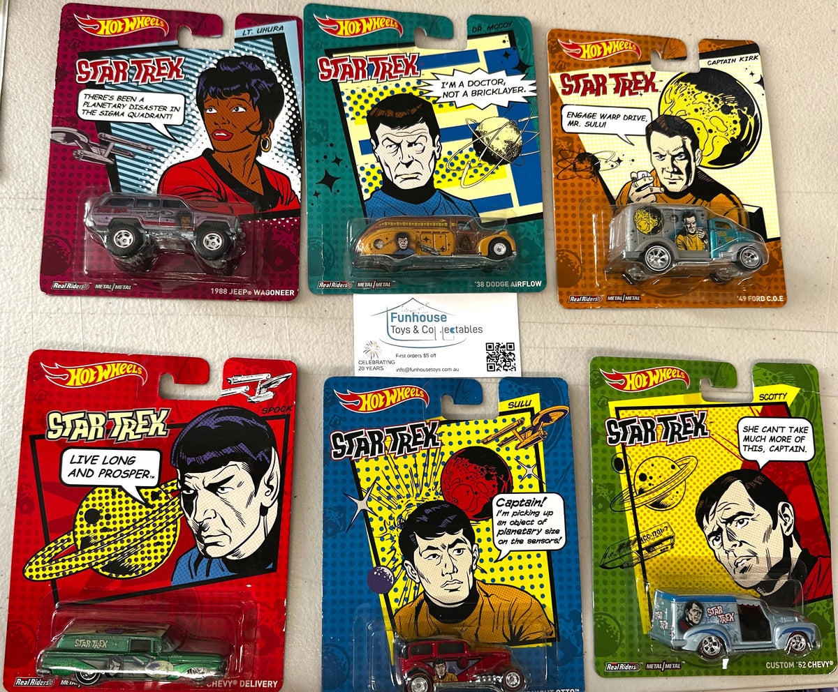 Hot Wheels Star Trek Real Riders set of 6 DIECAST CARS 1:64 Scale 2013 ...