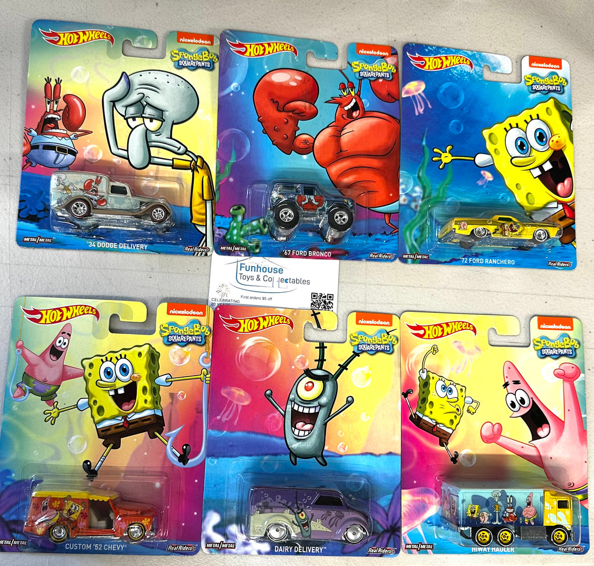 Hot Wheels SpongeBob SquarePants Assorted Vehicles - Full Set 6 1:64 S ...